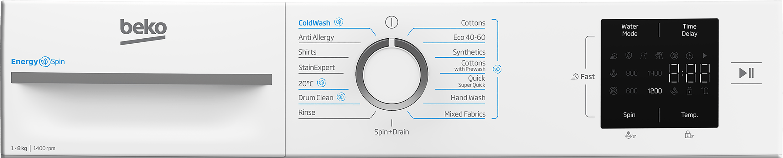 Freestanding 8kg 1400rpm Washing Machine with EnergySpin BM3WT3841 ...