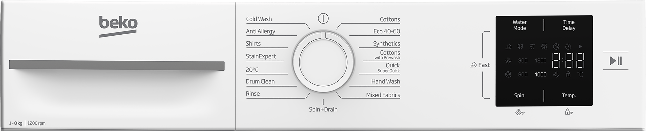 Freestanding 8kg 1200rpm Washing Machine with Quick Programme BM1WT3821 ...